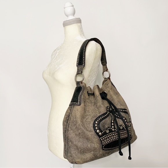 Leatherock | Bags | Leatherock Usa Distressed Leather Crystal Studded ...